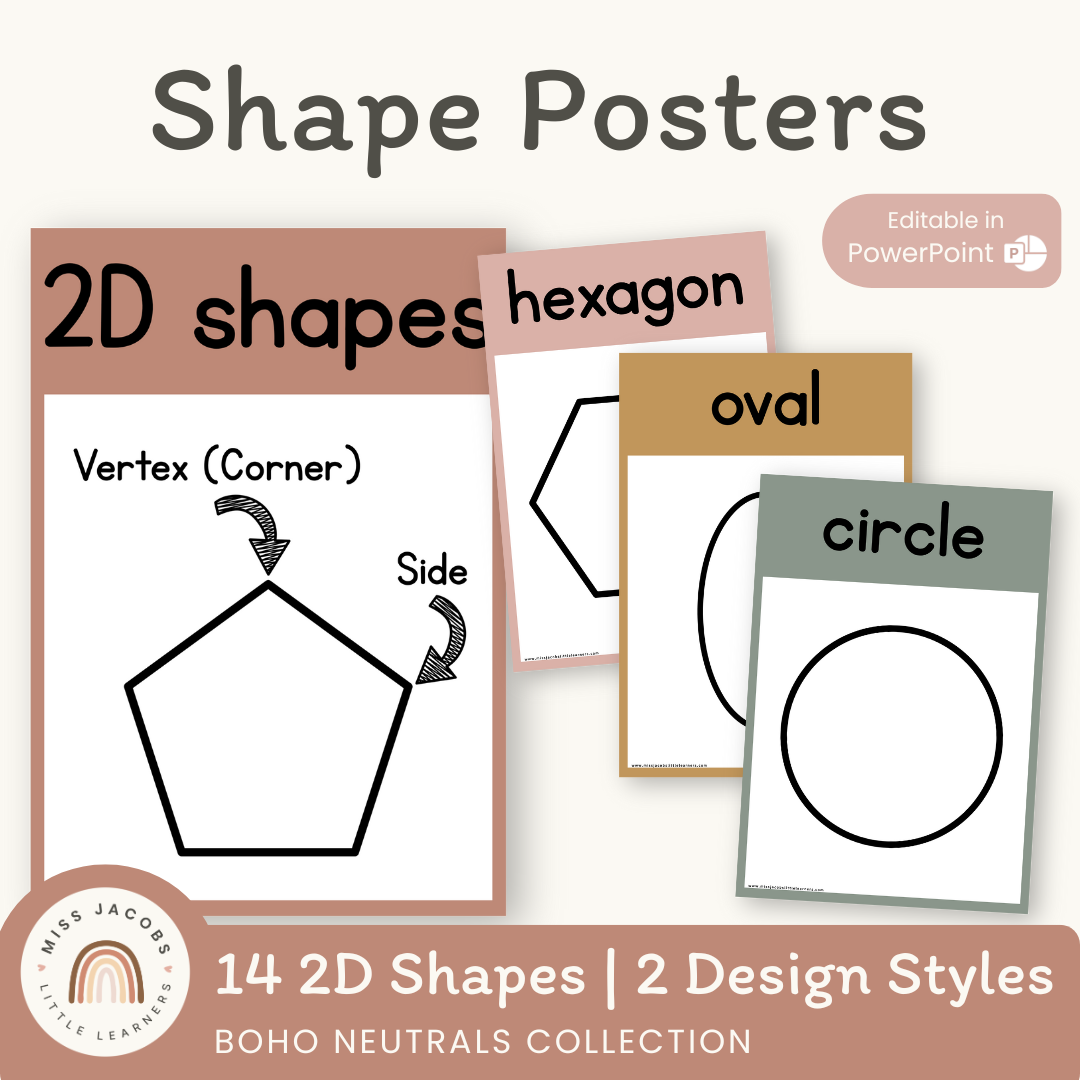 2D Shape Posters - Boho Neutrals Classroom Theme - Miss Jacobs – Miss ...