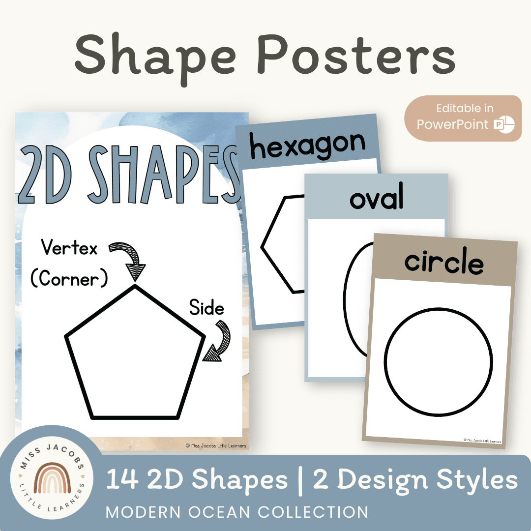 2D Shape Posters - Modern Ocean Classroom Decor – Miss Jacobs Little ...