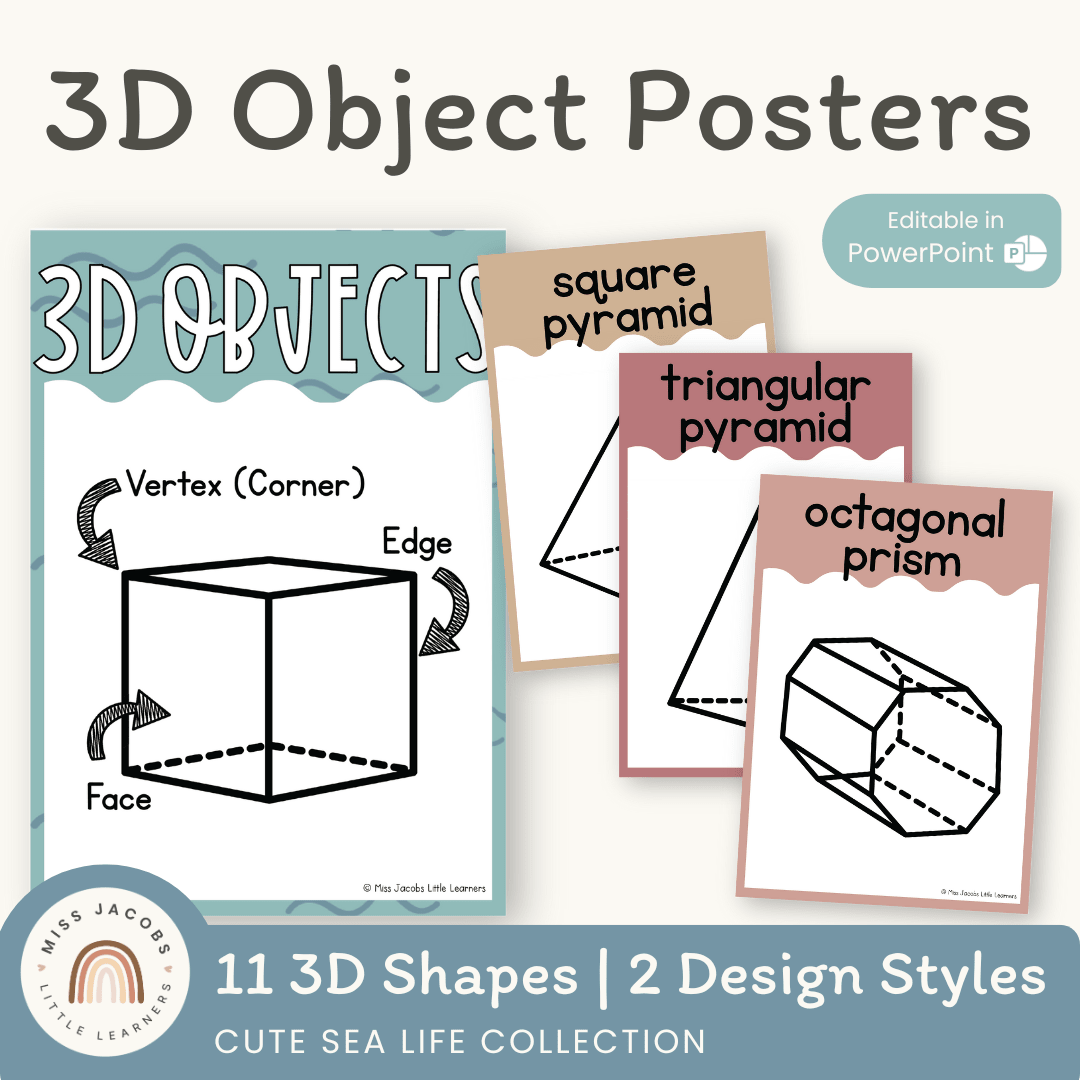 3D Shape Posters - Cute Sea Life Classroom Decor – Miss Jacobs Little ...