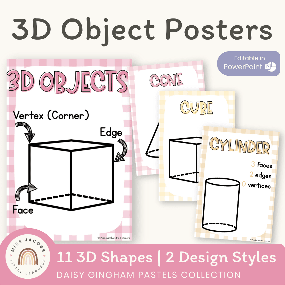 3D Shape Posters - Daisy Gingham Pastels Theme – Miss Jacobs Little ...