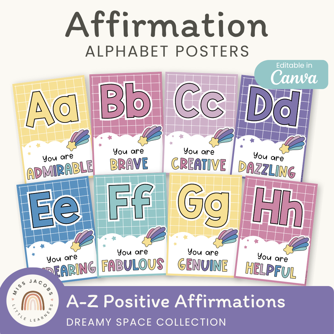 Affirmation Alphabet Posters - Dreamy Space Classroom Decor – Miss ...