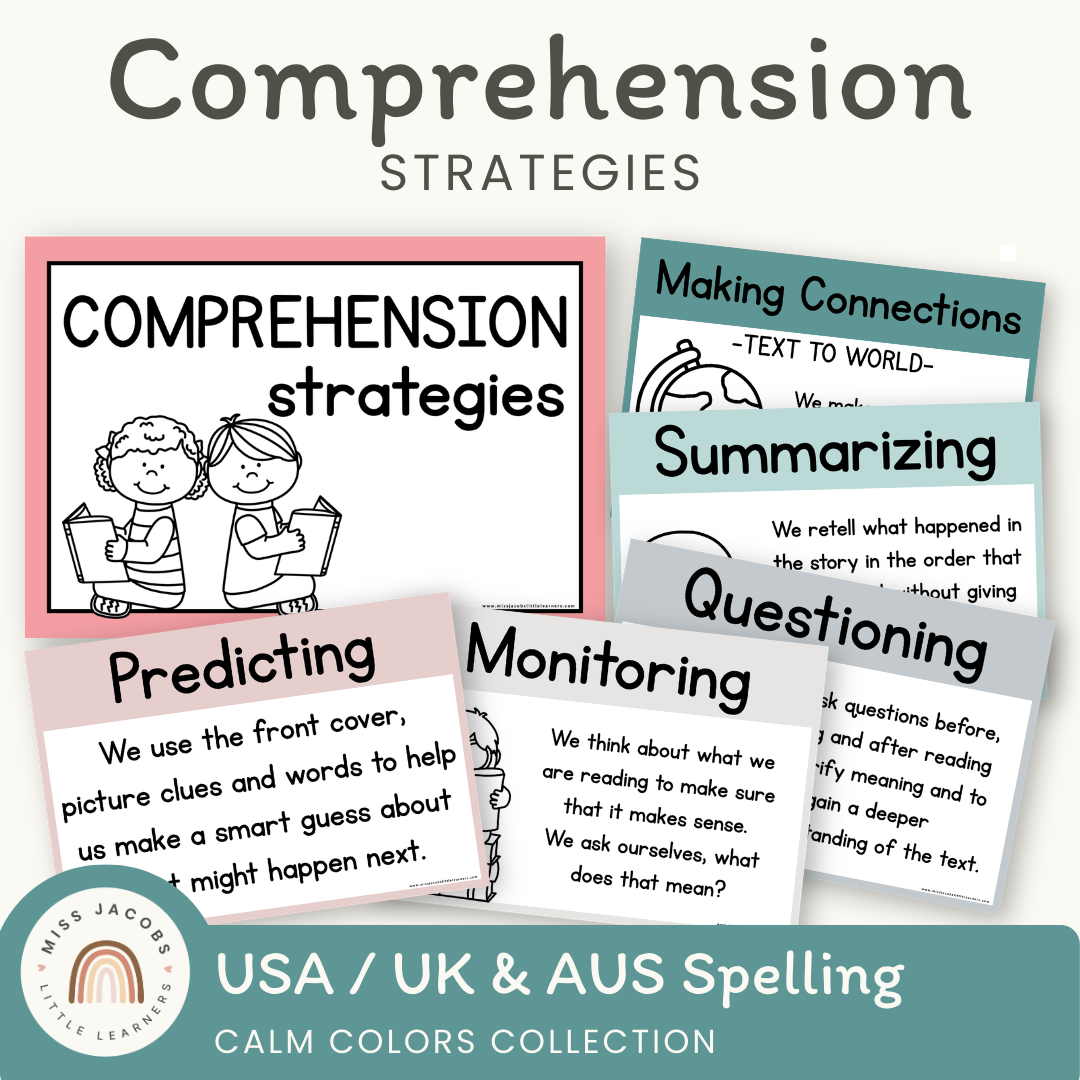 Reading Comprehension Strategies Posters - Rainbow Calm Colors – Miss ...