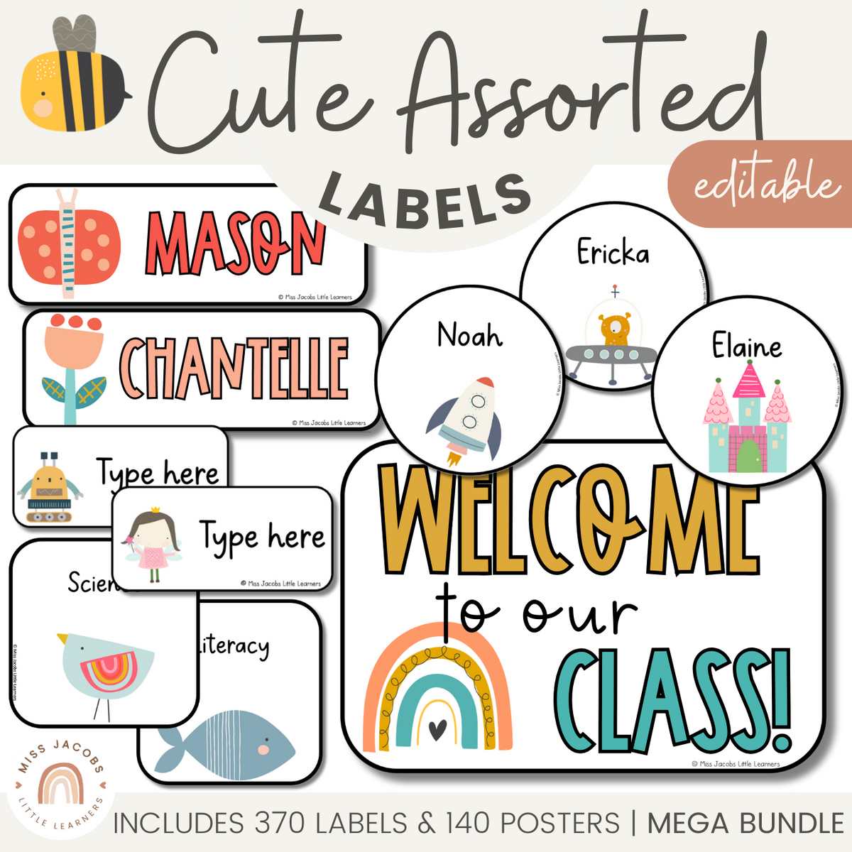 Classroom Organization & Labels Bundle - Cute Whimsy Friends Themes ...