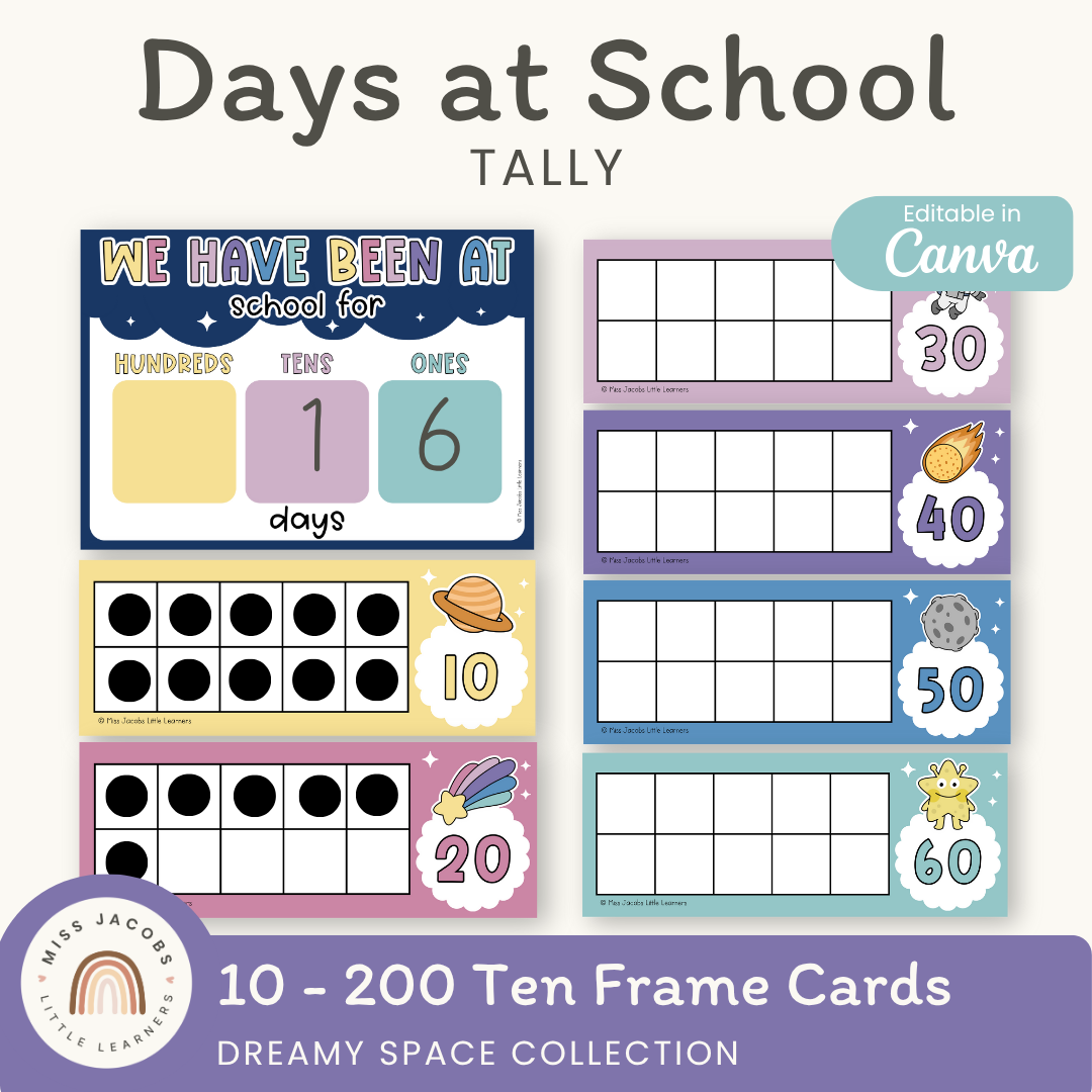 Days at School Tally Display - Dreamy Space Classroom Decor – Miss ...