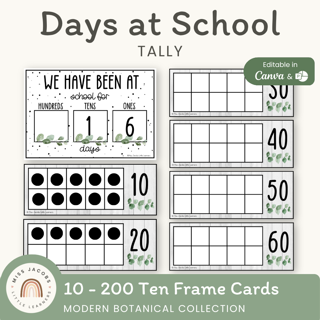 Days At School Tally Display - Modern Botanical Theme - MJLL – Miss ...