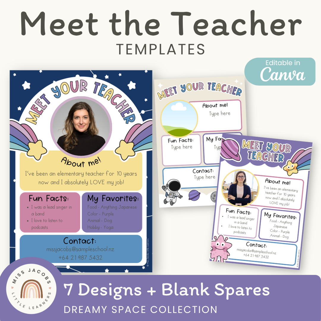 Meet the Teacher Templates - Dreamy Space Theme - Miss Jacobs – Miss ...
