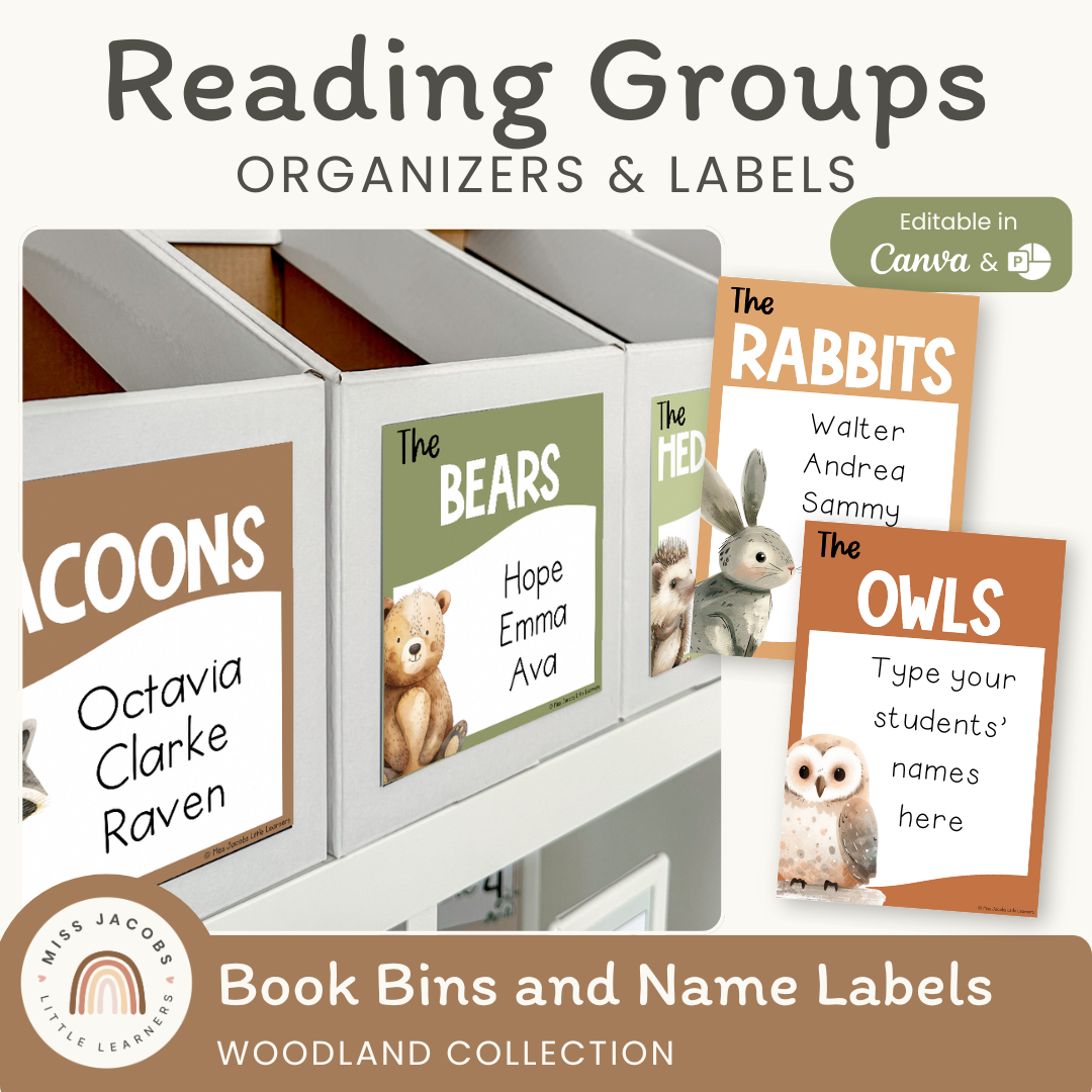 Reading Group Organizers & Labels - Woodland Classroom Decor - MJLL ...