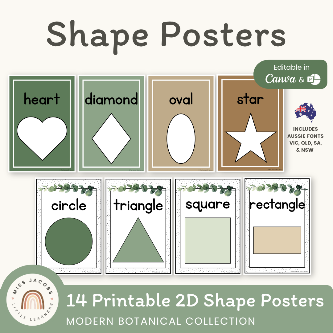 Shape Posters - Modern Botanical Classroom Decor - Miss Jacobs – Miss ...