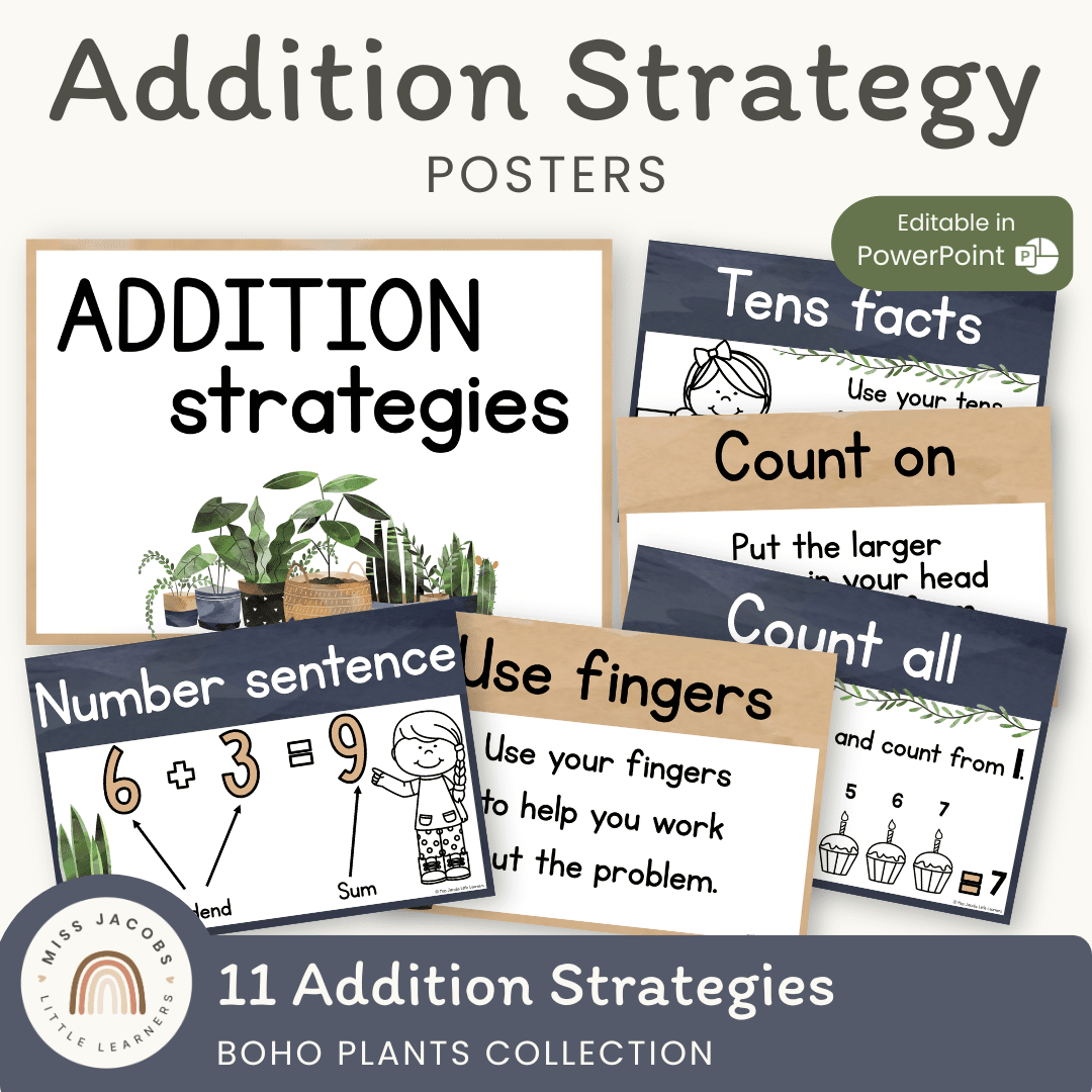 Addition Strategy Posters | Boho Plants – Miss Jacobs Little Learners