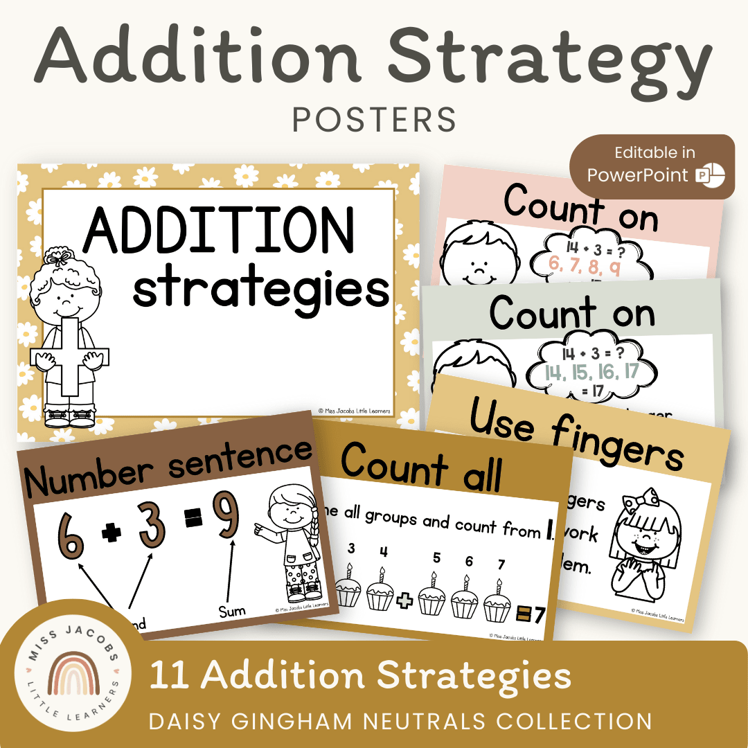 Addition Strategies Posters | Daisy Gingham Neutrals – Miss Jacobs ...