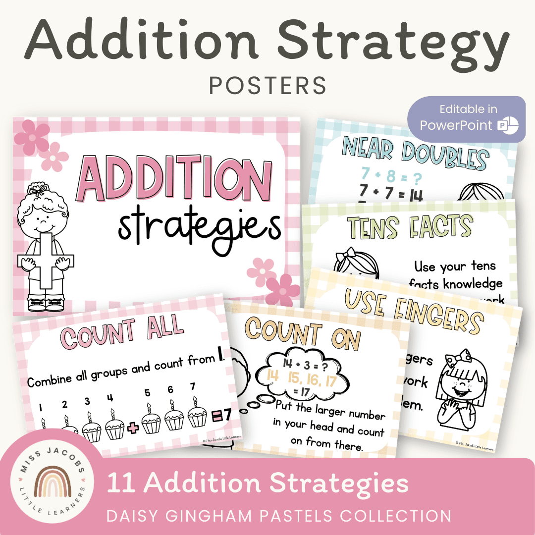 Addition Strategies Posters - Daisy Gingham Pastels Theme – Miss Jacobs ...
