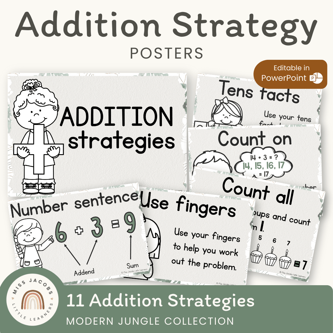 Addition Strategies Posters - Modern Jungle Classroom Decor – Miss ...