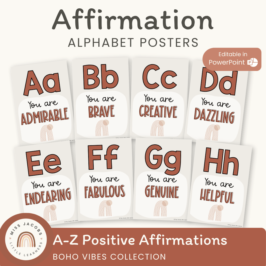 Affirmation Alphabet Posters - Boho Vibes Classroom Theme - Miss Jacobs ...
