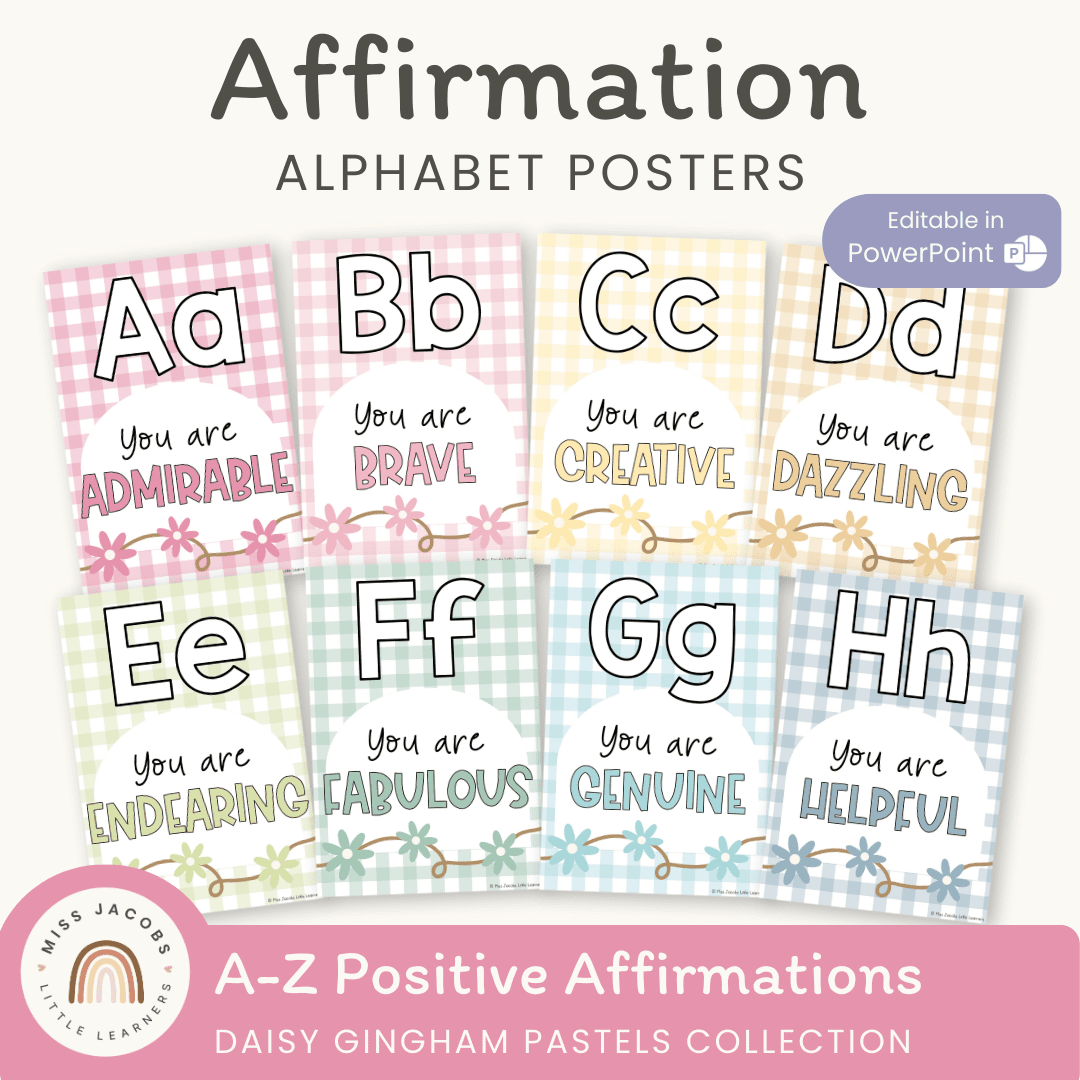 Affirmation Alphabet Posters - Daisy Gingham Pastels Theme - MJLL ...