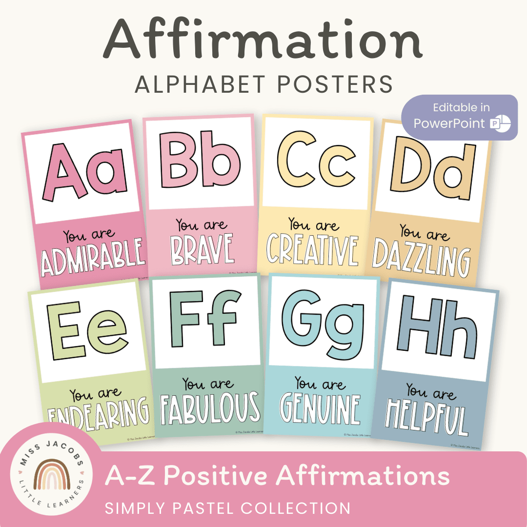 Affirmation Alphabet Posters - Simply Pastel Theme - Miss Jacobs – Miss ...