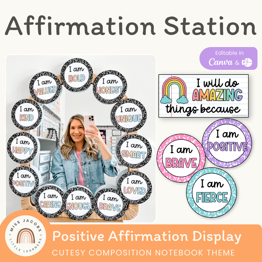 Affirmation Station - Cutesy Composition Notebook Decor – Miss Jacobs ...