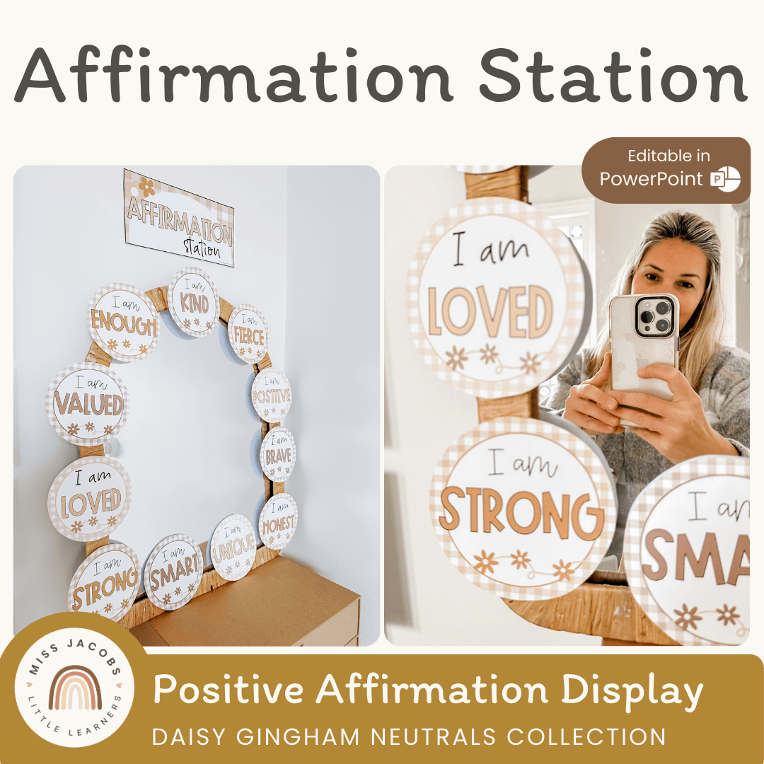 Affirmation Station | Daisy Gingham Neutrals – Miss Jacobs Little Learners
