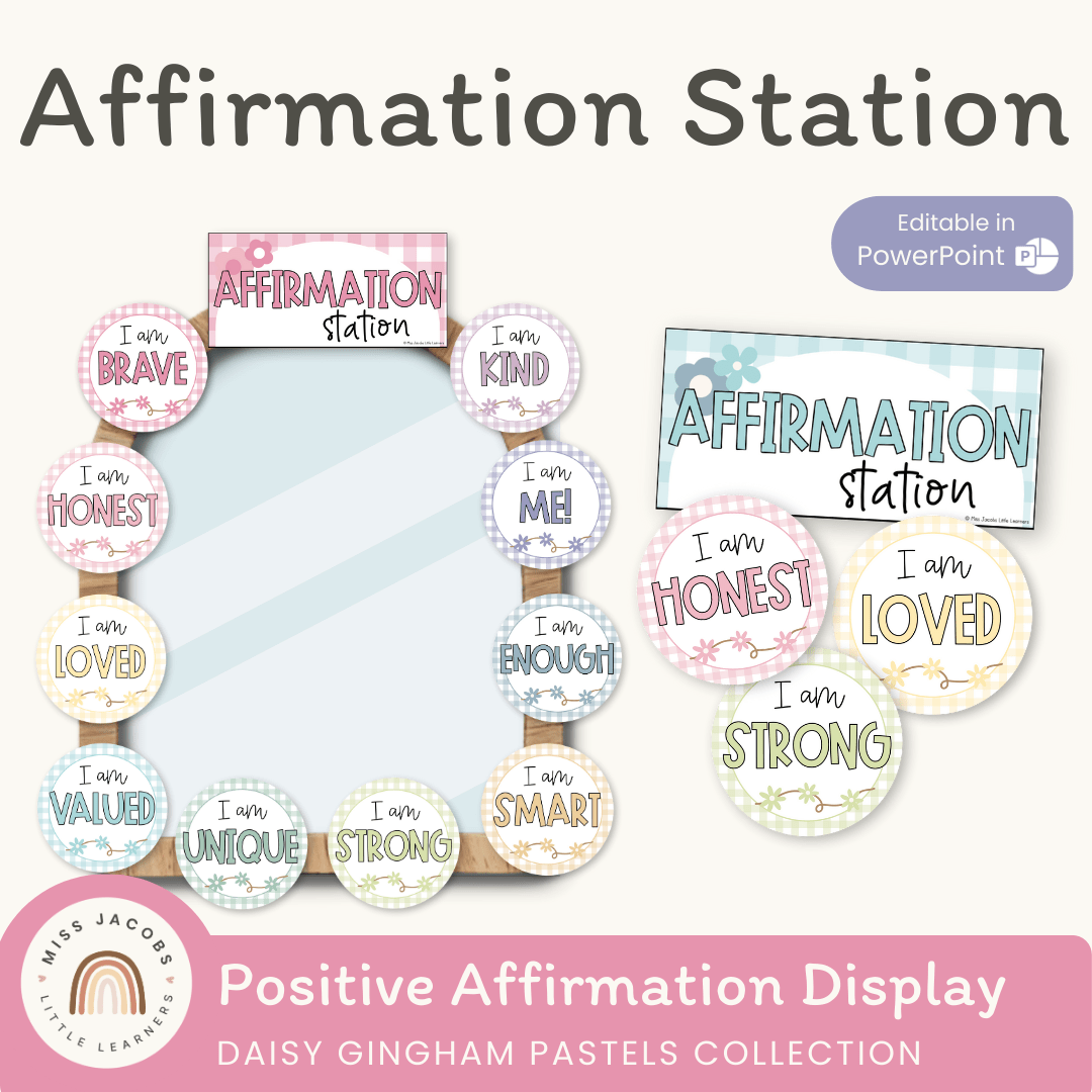 Affirmation Station - Daisy Gingham Pastels Classroom Decor – Miss ...
