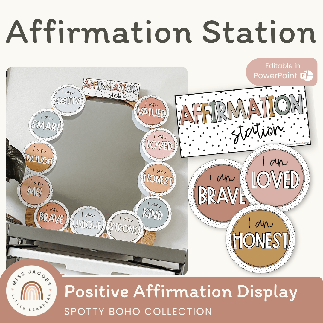 Affirmation Station - Spotty Boho Classroom Decor – Miss Jacobs Little ...