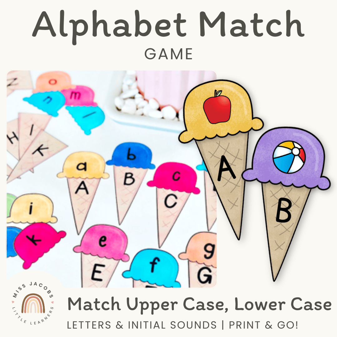 Alphabet Match Game (Ice-cream cone) – Miss Jacobs Little Learners