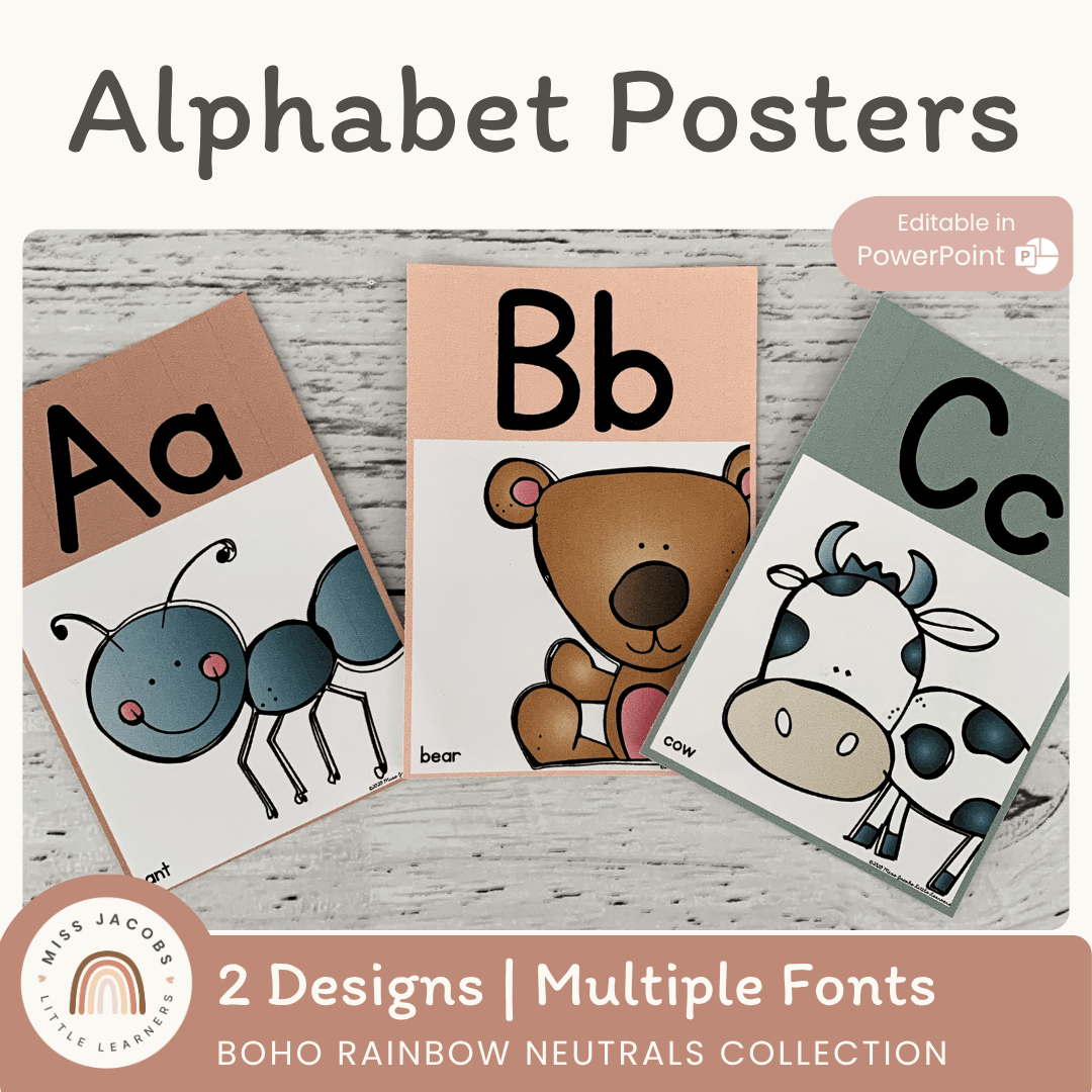 Alphabet Posters - Boho Rainbow Neutrals Classroom Theme - MJLL – Miss ...