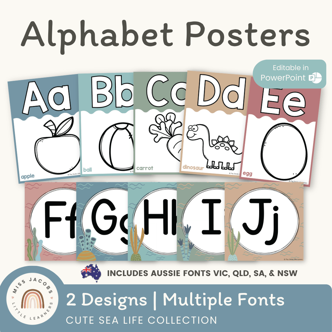 Alphabet Posters - Cute Sea Life Classroom Decor – Miss Jacobs Little ...