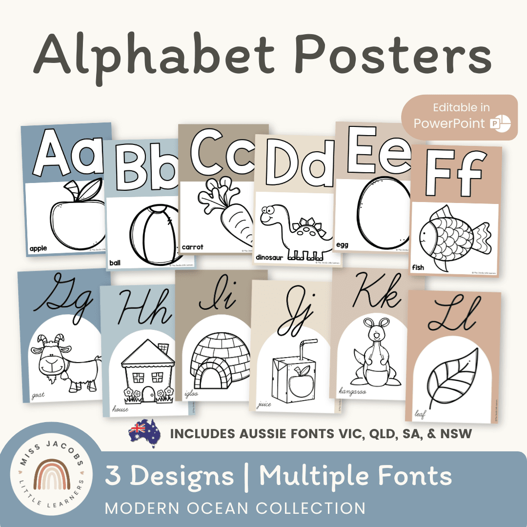 Alphabet Posters - Modern Ocean Classroom Decor – Miss Jacobs Little ...