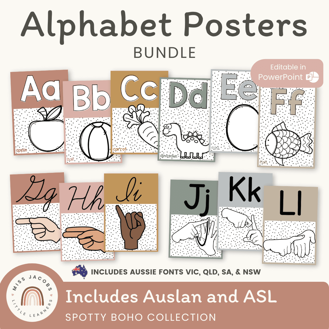 Alphabet Posters - Spotty Boho Classroom Decor – Miss Jacobs Little ...