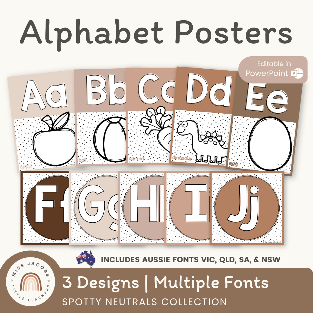 Alphabet Posters - Spotty Neutrals – Miss Jacobs Little Learners