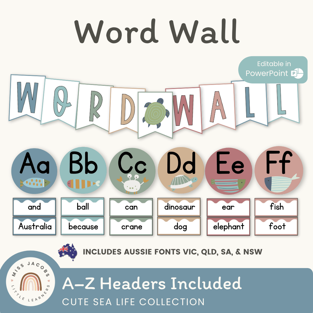 Alphabet Word Wall - Cute Sea Life Classroom Decor – Miss Jacobs Little ...