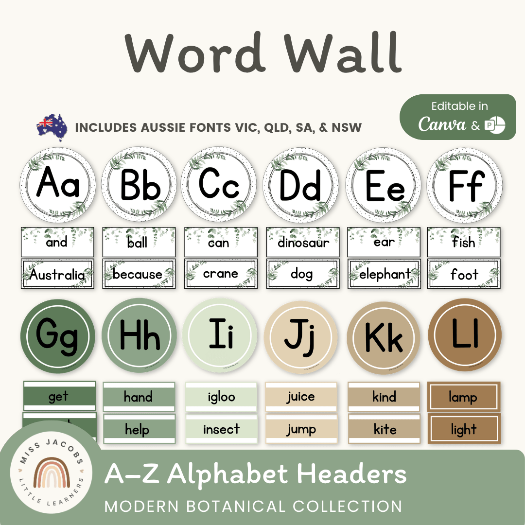 Alphabet Word Wall - Modern Botanical Classroom Theme - MJLL – Miss ...