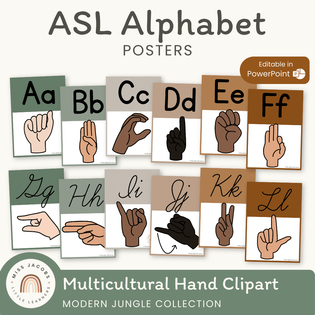 ASL Alphabet Posters (American Sign Language) - Modern Jungle Decor ...