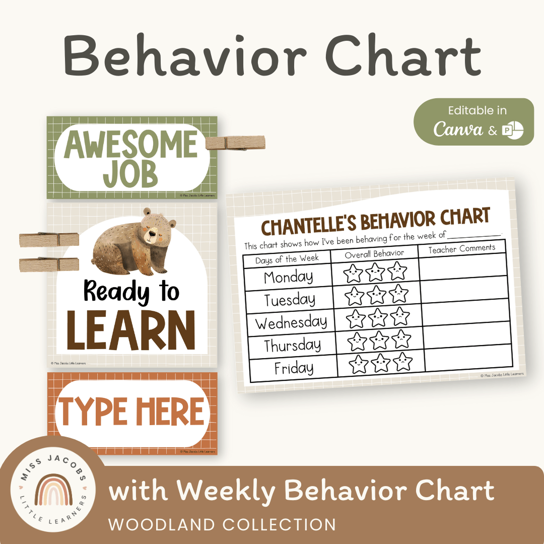 Behavior Clip Chart - Woodland Theme Classroom Decor - MJLL – Miss ...