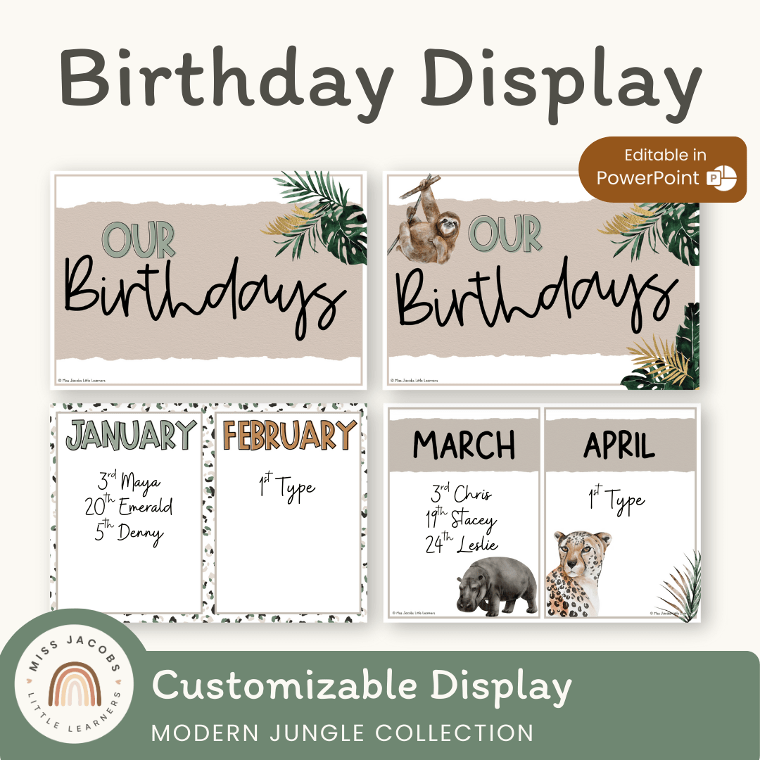 Birthday Display - Modern Jungle Classroom Decor – Miss Jacobs Little ...