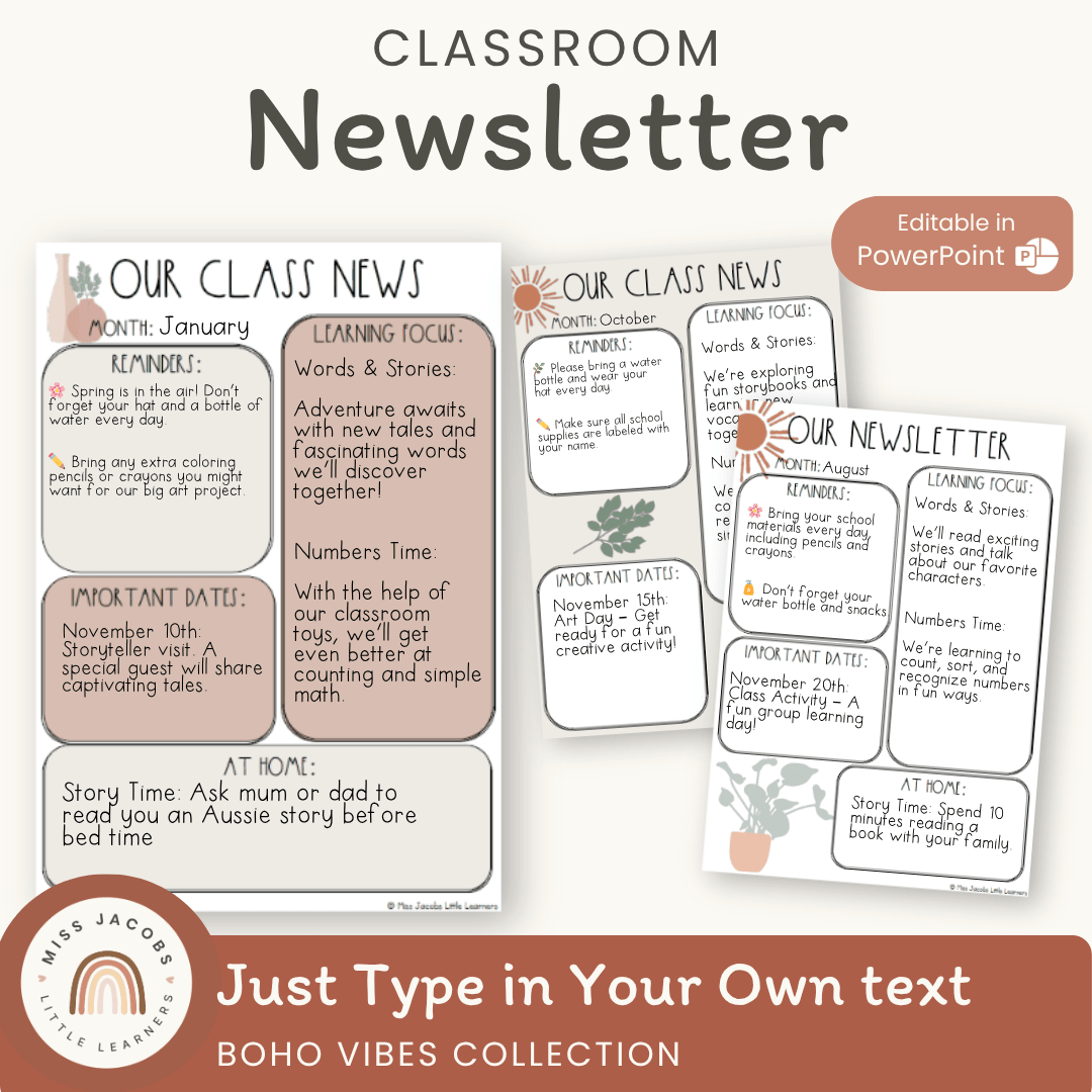 Boho Vibes Classroom Newsletter Templates – Miss Jacobs Little Learners