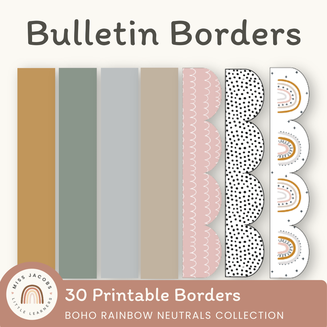 Bulletin Board Borders - Boho Rainbow Neutrals Theme - Miss Jacobs ...