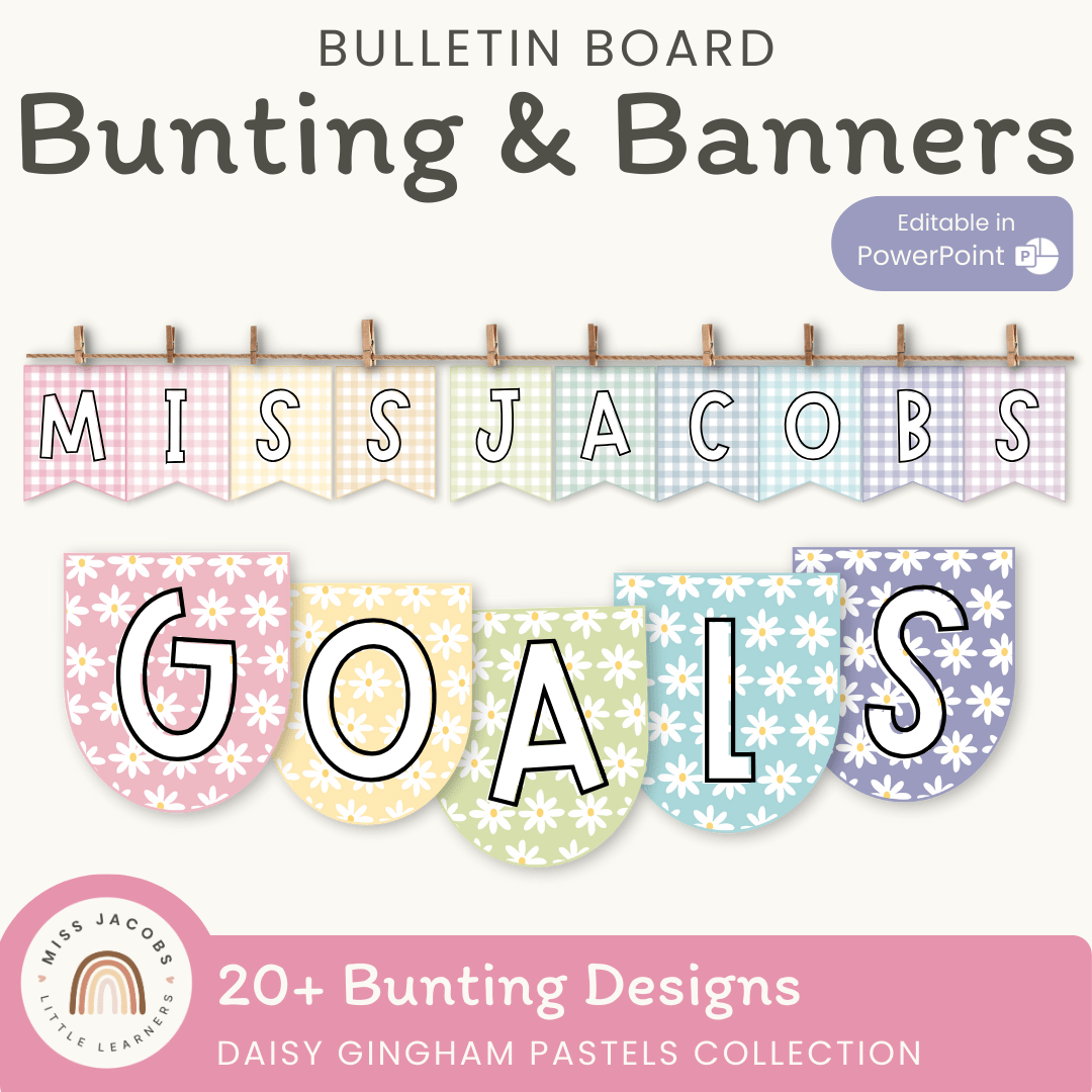 Bunting & Banners - Bulletin Board Letters - Daisy Gingham Pastels ...