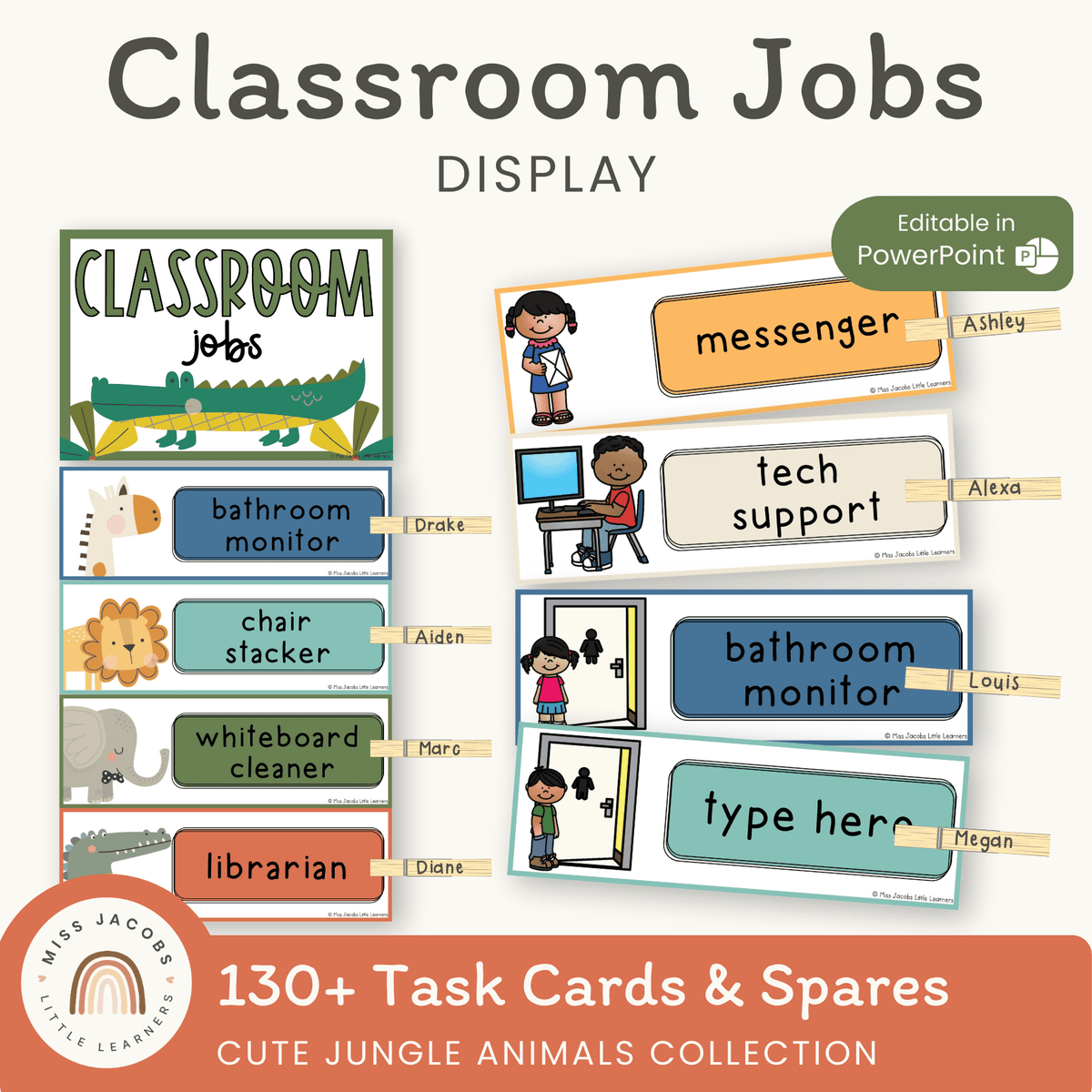 Classroom Jobs Display | Cute Jungle Animals – Miss Jacobs Little Learners
