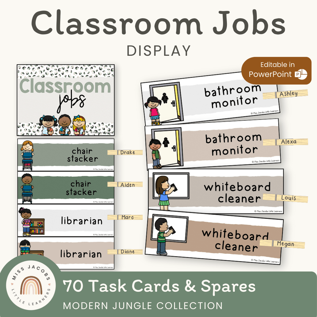 Classroom Job Chart - Modern Jungle Classroom Decor – Miss Jacobs ...