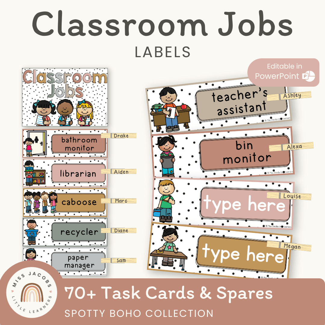 Classroom Job Chart - Spotty Boho Decor – Miss Jacobs Little Learners