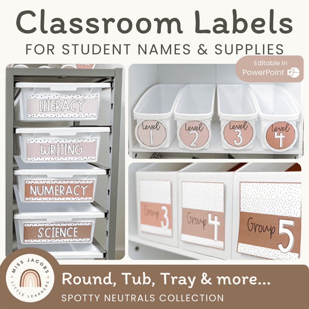 CLASSROOM LABELS | SPOTTY NEUTRALS | EDITABLE – Miss Jacobs Little Learners