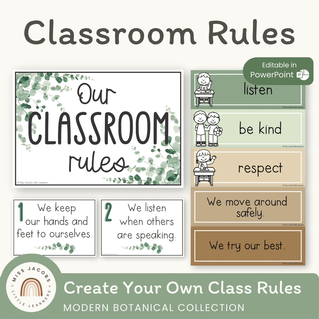 Classroom Rules and Expectations Posters - Modern Botanical Theme ...