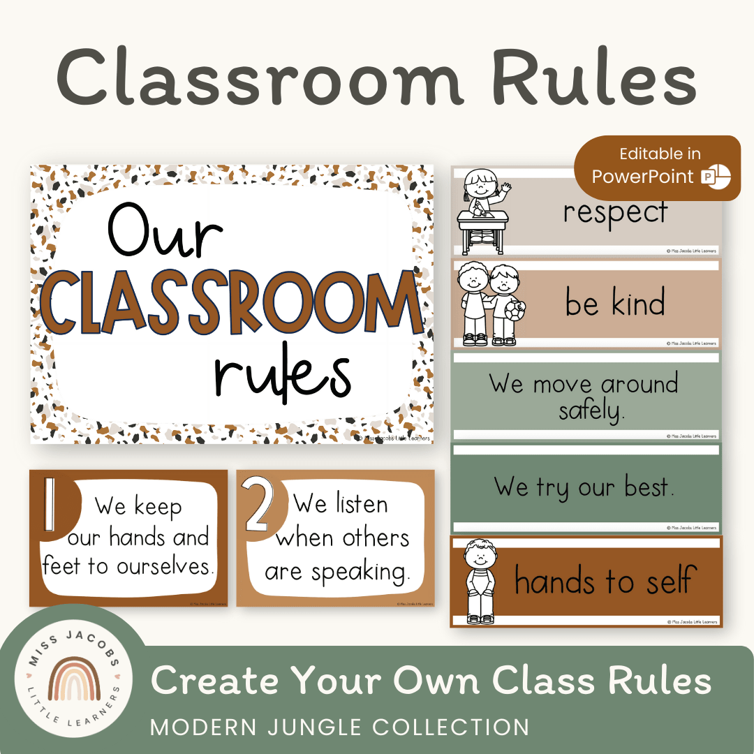Classroom Rules and Expectations Posters - Modern Jungle Theme – Miss ...