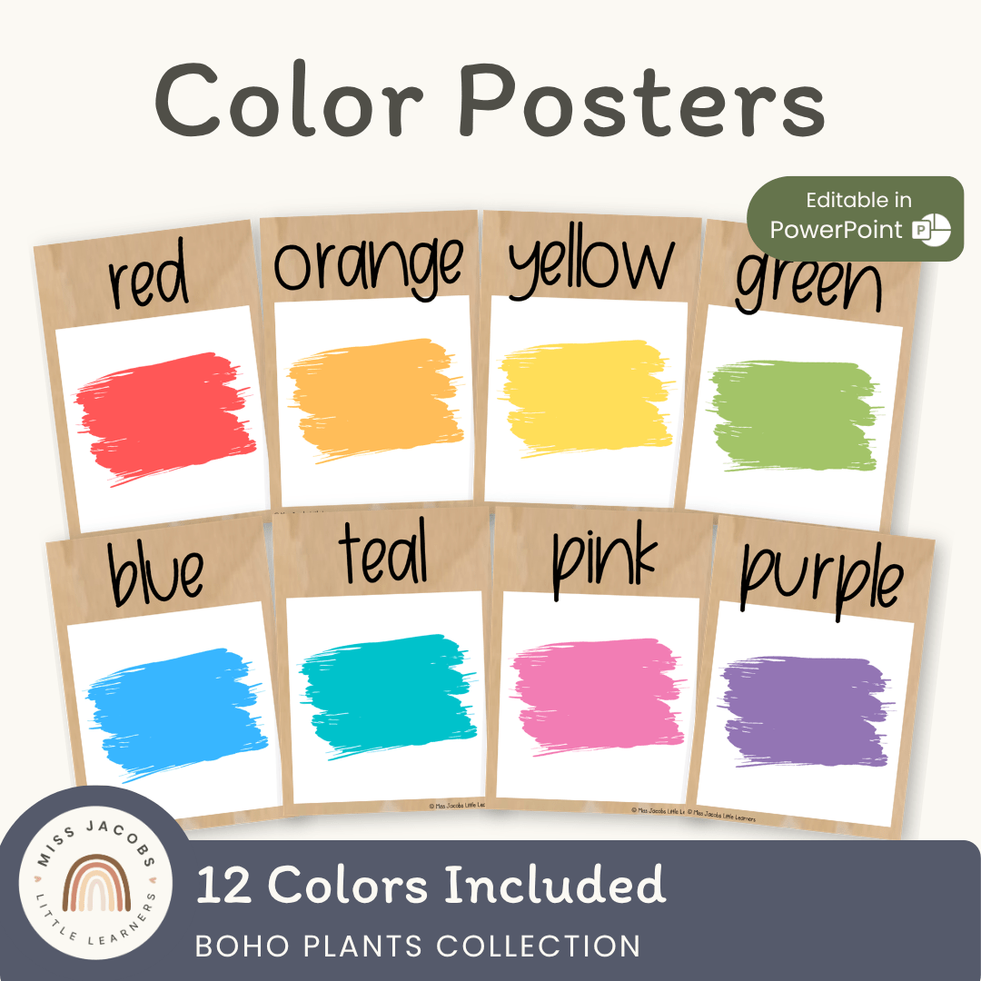 Color Posters - Boho Plants Classroom Decor – Miss Jacobs Little Learners