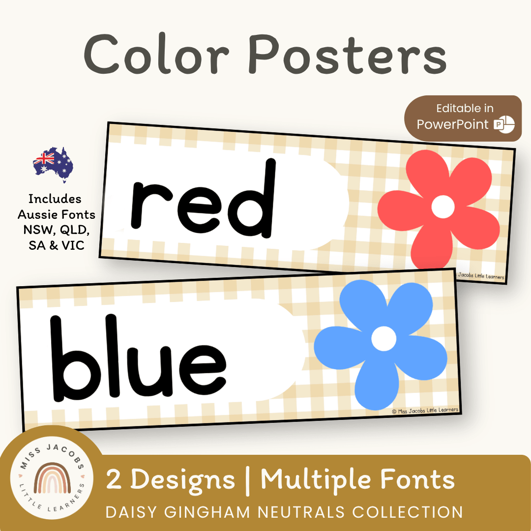 Color Posters - Daisy Gingham Neutrals Decor – Miss Jacobs Little Learners