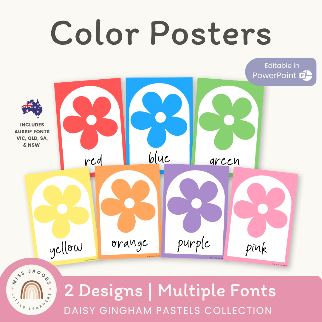 Color Posters - Daisy Gingham Pastels Decor – Miss Jacobs Little Learners
