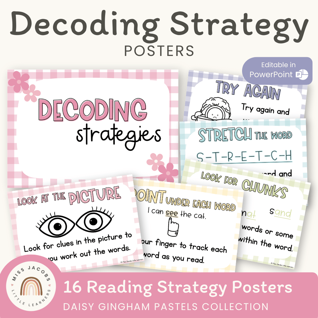 Decoding Reading Strategies Posters - Daisy Gingham Pastels – Miss ...