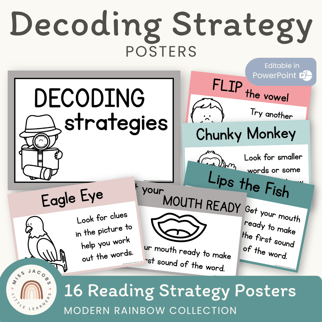 Decoding Reading Strategies Posters - Rainbow Calm Colors – Miss Jacobs ...