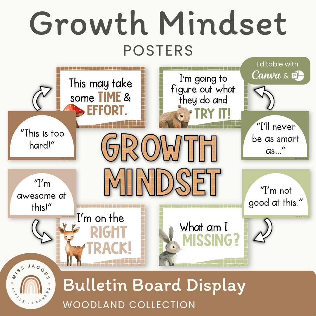 Growth Mindset Posters - Woodland Theme Classroom Decor - MJLL – Miss ...