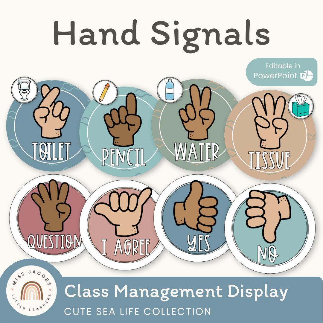 Hand Signals Posters - Cute Sea Life Classroom Decor – Miss Jacobs ...